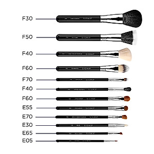 Sigma Beauty Essential Makeup Brushes Set – Professional Grade Makeup Brush Set with Premium Fibers and Sleek, Durable Handles for Face & Eyes, Includes 12 CK001 Black Makeup Brushes