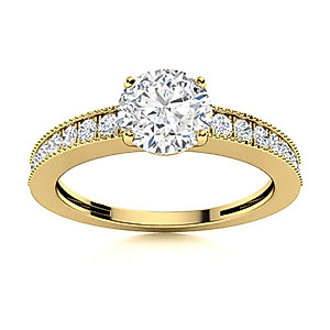 MOONEYE Solitaire Round Moissanite Diamond 925 Sterling Silver 0.92 Ctw Mother's Day Ring