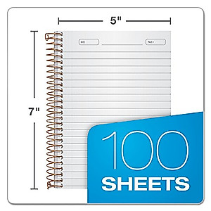 Ampad Gold Fibre Classic Series Personal Notebook, Page and Date Headings with Pocket Cover, Medium Ruling, 100 Sheets (20-801R),White,7" x 5"