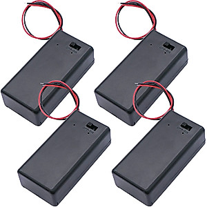 TWTADE 4Pcs Battery Holder with ON/Off Switch 9V Battery Case Box with Leads I-014