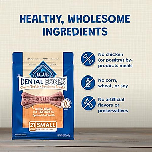 Blue Buffalo Dental Bones Small Natural Dental Chew Dog Treats Bag Value Pack