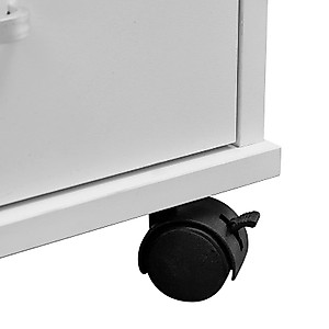 CLIPOP Mobile Office Cabinet w/ 3 Drawers(1 Lockable), Storage Cabinet, Open Storage Shelves, Under Desk Rolling Lateral File Cabinet with 5 Wheels Printer Stand Cabinet for Home Office (Black)