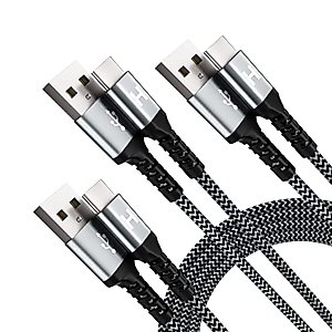 huaham USB C Cable 3Pack [3ft/6ft/10ft], USB A to Type C Cable 3A/60W Fast Charging Nylon Braided, USB C Charger Cord Compatible with Samsung Galaxy S22 S21 S10 Switch Note 10 LG Google Pixel MacBook