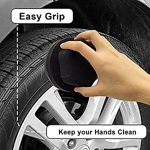 2Pcs Large Tire Shine Applicator Pad, Tire Sponge Applicator Foam Tire Gel Wet Applicator Car Detailing Reusable Cleaning Supplies for Tire Shine