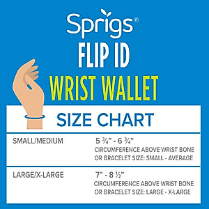 Sprigs Flip Id Wristband Wallet - Wallet Wrist Band - Wrist Band Zipper - Wrist Band with Zipper Pocket & Running Key Holder - Pocket Wristband for Keys Cash Card ID - Snakeskin/Black, Small/Medium