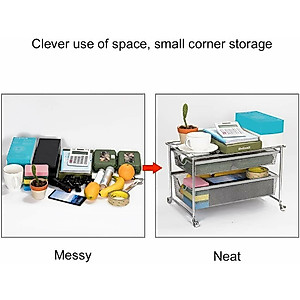 Stackable 2-Tier Under Sink Cabinet Organizer with Sliding Storage Drawer, Pull Out Cabinets Organizer Shelf Baskets, for Kitchen, Pantry, Under The Sink, Cabinet, Bathroom, Silver