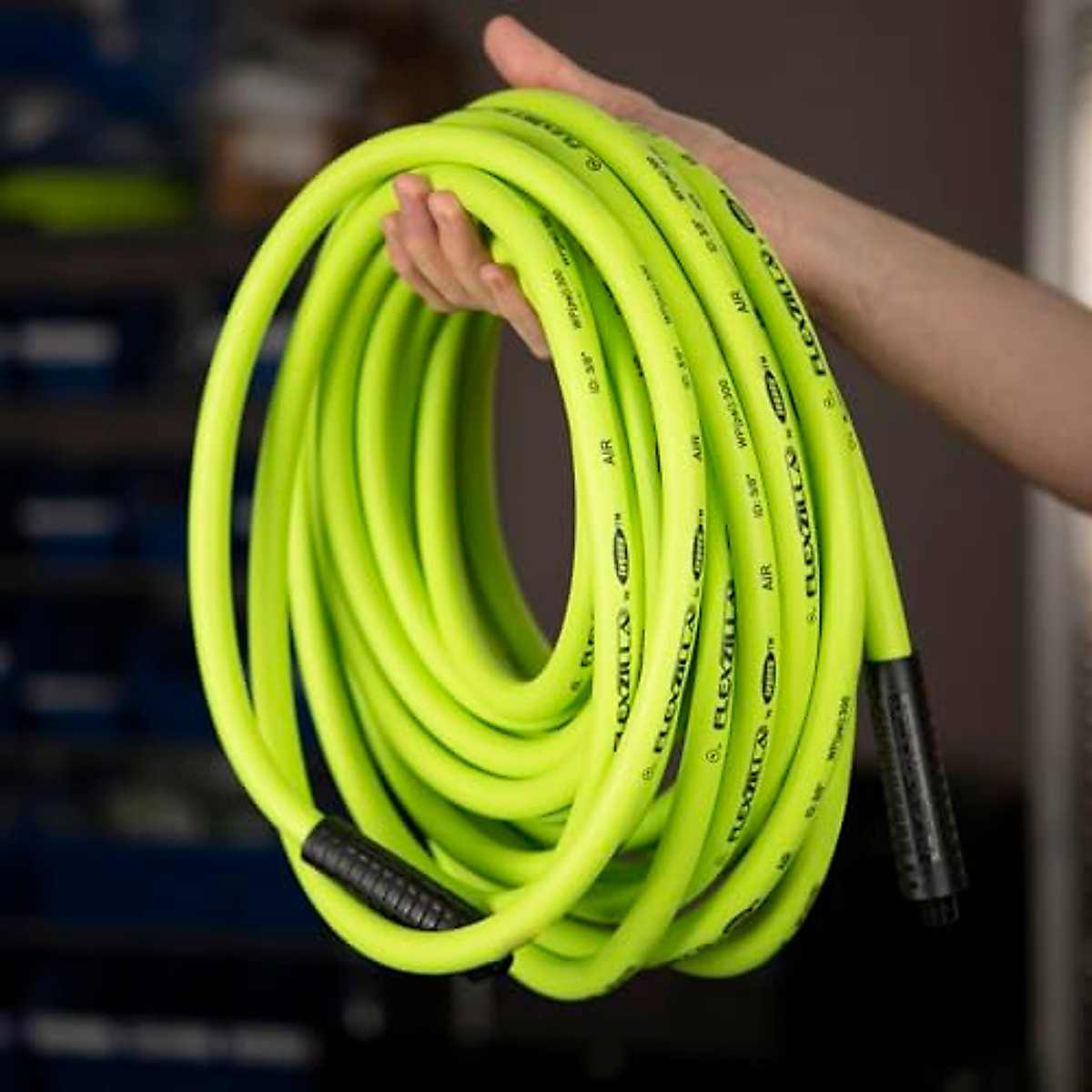 Flexzilla Air Hose 1/4 in x 50', 1/4 in. MNPT Fittings, Heavy Duty, Lightweight, Hybrid, ZillaGreen - HFZ1450YW2