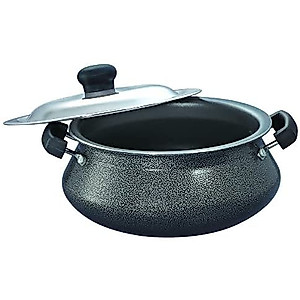 Prestige Manttra By TTK Omega Select Plus Mini Handi 2.5 Liter, Teflon Non-stick Coated Handi with Stainless Steel Lid and Scrubber for Non-Stick Cookware, (Black)