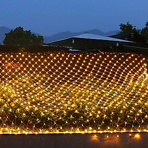 CREAMOON Christmas Net Lights Outdoor Rainproof Net Light with 8 Lighting Modes Hanging String Mesh Lights for Christmas Trees, Wedding, Garden, Party Outdoor Decorations(US Plug)