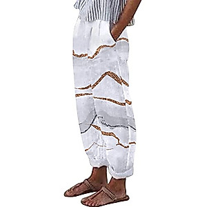 AopnHQ Womens Capris Plus Size Wide Leg Leggings Women's Scrub Pants Flowy White Pants Knee Length Capri fold Over Yoga Pant Tall Cargo Pant Long