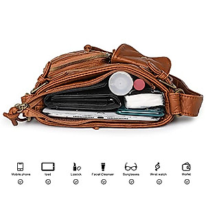 Montana West Crossbody Bag for Women Soft Leather Multi Pocket Shoulder Bags Vintage Women's Purses and Handbags MWC-046CM