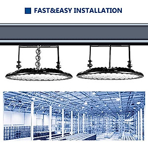 Viugreum 300W UFO LED High Bay Light, 30000LM 6500K Daylight White Ultra Thin LED Warehouse Lighting, IP65 Waterproof Commercial Bay Lighting for Garage Barn Workshop Gym