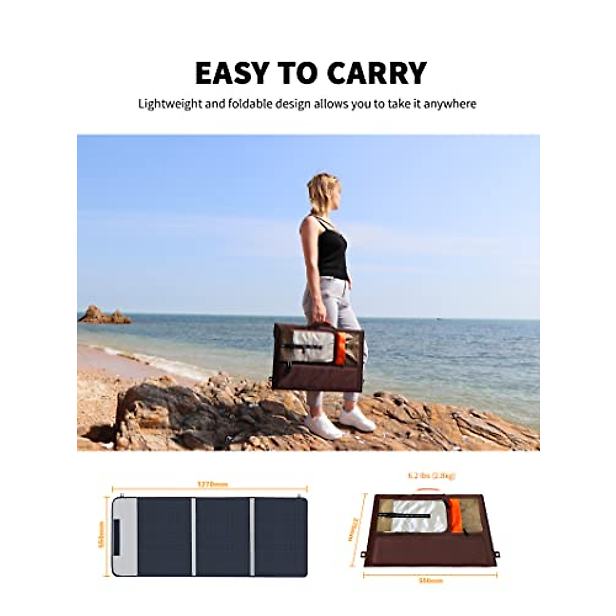 Shawllar 100 Watt Portable Solar Panel for Camping, Waterproof Foldable Solar Panels with USB Output for Sports, Solar Panel Chargers for Jackery Explorer/Bluetti/Ecoflow/Anker/Goal Zero Power Station