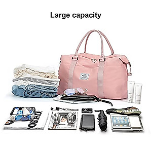 HYC00 Travel Duffel Bag, Sports Tote Gym Bag, Shoulder Weekender Overnight Bag for Women,Pink