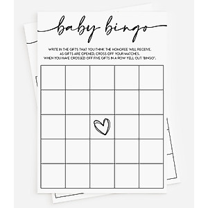 All Ewired Up 50 Baby Shower Bingo (50-Cards) Fun Baby Shower Game Activity, Gift, Gender Neutral Boy or Girl, Minimalist