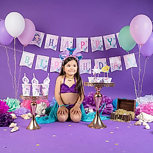 202 Pcs Mermaid Birthday Decorations Serves 16 Guests - Mermaid Party Decorations - Plates, Napkins, Utensils, Goodie Bags, Cupcake Toppers Wrapper and Headband