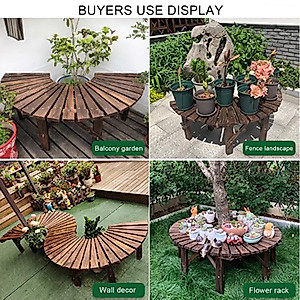 HM&DX Wooden Semicircular Garden Bench,Weatherproof Smooth Surface Outdoor Benches,Tree Bench Wrap Around Park Bench for Park Yard Patio Deck Lawn, 300kg Weight Capacity