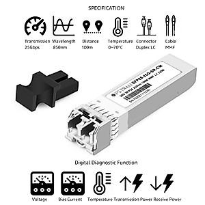 OPSTRAN 25GBASE-SR SFP28 Optical Transceiver Module Compatible with Cisco SFP-25G-SR-S SFP-10/25G-CSR-S 850nm 100m DOM Duplex LC MMF