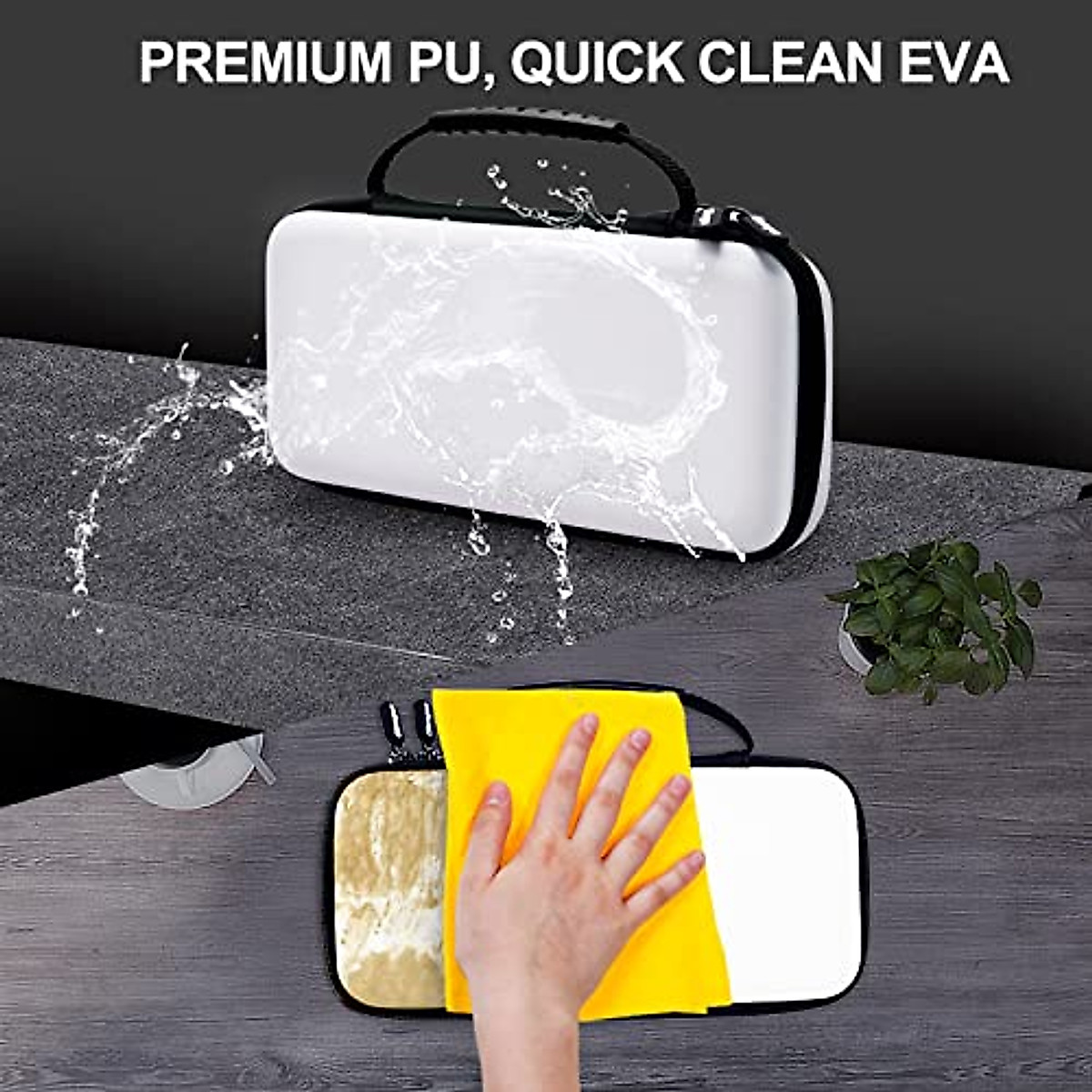 Carry Case for Nintendo Switch/Switch OLED Console,White PU Protective Hard Portable Travel Carrying Case Shell Pouch Bag for Switch Console and Accessories with 10 Game Card Slots for Girls and Boys