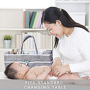 Lily Miles Baby Diaper Caddy - Large Organizer Tote Bag for Infant Boy or Girl - Baby Shower Basket - Nursery Must Haves - Registry Favorites - Collapsible Newborn Caddie Car Travel