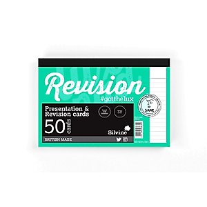 Silvine Luxpad 6x4" Gluebound Revision & Presentation Cards - White. 50 Cards Per Pad, Lined with Headline.