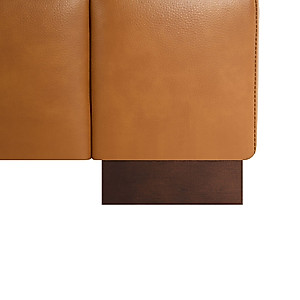 Naomi Home Siggy Genuine Leather Sofa for Living Room, Bedroom - Chair, Sofa - Luxurious Comfort, Goose Feather Cushion Filling, Square Arm Design, Sturdy Block Legs, Elegant, Tan