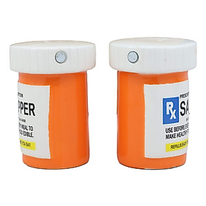 Ebros Rx Pharmacy Prescription Bottles With Instructions Magnetic Salt And Pepper Shakers Set Ceramic Figurines Party Kitchen Tabletop Collectible Prop Decorative Accessories