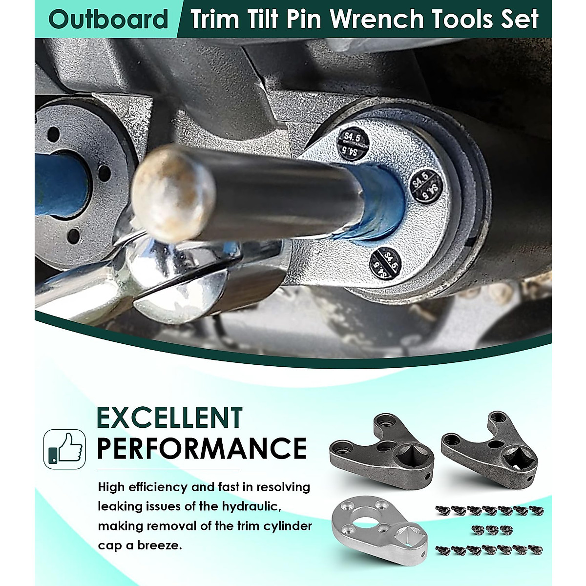 Trim Tilt Pin Wrench Set MT0004 & MT0006 & MT0009 Remove Trim/Tilt Caps on Hydraulic Cylinders for Yamaha Suzuki Johnson Evinrude Honda Outboards