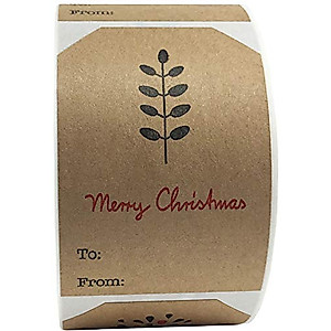 Natural Kraft Simple Christmas Gift Tags Holiday Present Stickers 2 x 3 Inch 25 Total Adhesive Labels