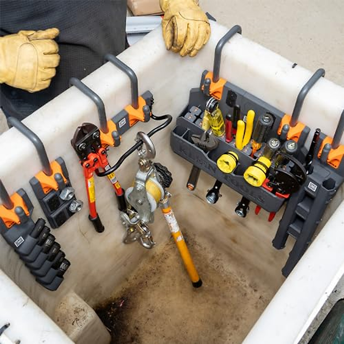 Klein Tools BC507S Auger Bit Storage Module, Fits 12-Inch, 18-Inch, 24-Inch Auger Bits, Optional S-Hooks Secure Module to Aerial Buckets