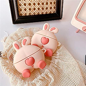 Cute Case for Airpods Pro , 3D Silicone Dinosaur Shark Dog Animal Cartoon Protective Charging Cover Skin Keychain Design for Kids Teens Girls Boys (Rabbit Case)