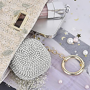 Case for Samsung Galaxy Buds 2 / Buds Live/Buds Pro/Buds 2 Pro, Filoto Cute TPU Earbuds Protective Case Cover with Shiny Disco Ball Keychain Accessories for Women Girls (Glittery Silver)