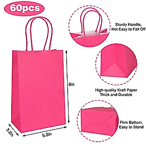 Moretoes 60pcs Small Paper Gift Bags Bulk, 15 Colors Party Favor Bags, Goodie Bags with Handles for Kids Birthday, Candy, Crafts and Party Supplies