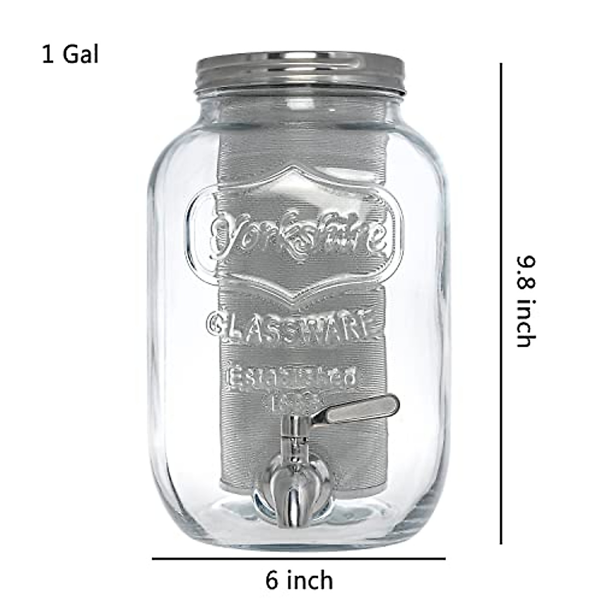 Hyperspace Cold Brew Pitcher, Cold Brew Maker, 1 Gallon Iced Coffee Maker, Cold Brew Mason Jar, Ice Tea Thick Glass Carafe with 3rd Generation Stainless Steel Mesh Filter