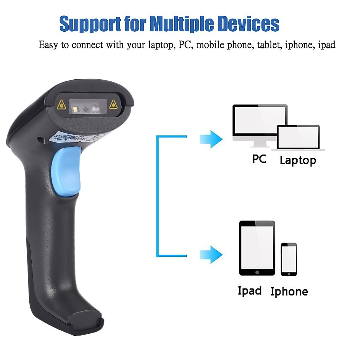 REALINN 2D Barcode Scanner Compatible with Bluetooh, Wireless, USB Wired Function, Portable Wireless QR Code Reader for Mobile Phone Tablet PC, iOS Android MacOs Windows Linux System