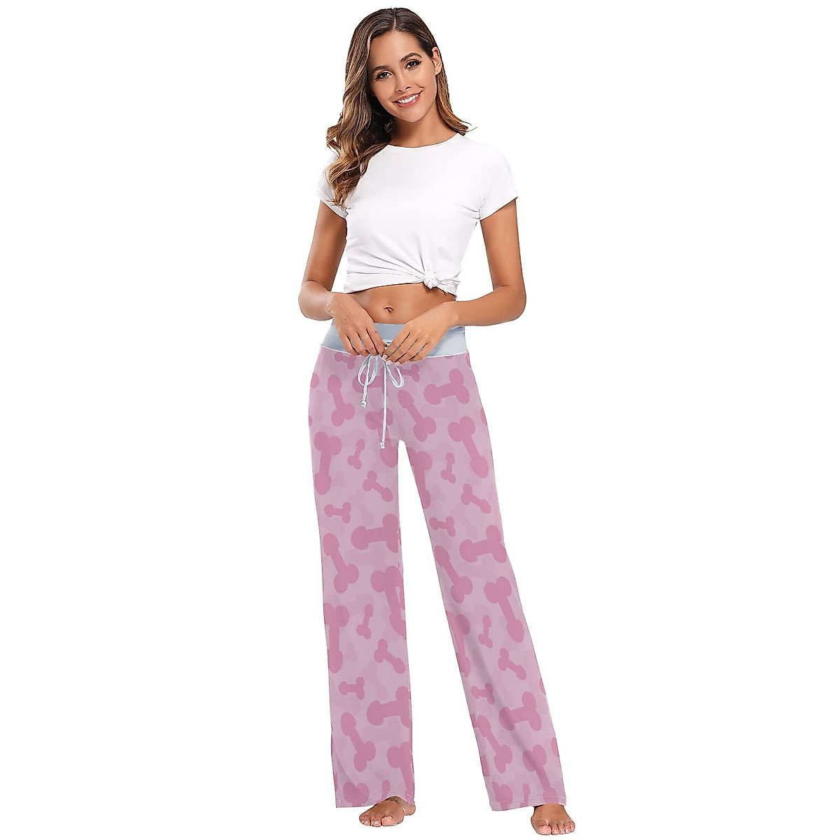 UWSG Women's Penis Seamless Pattern Pajama Pants Sleepwear Loose Lounge Pants Wide Leg Drawstring Pajama Bottoms