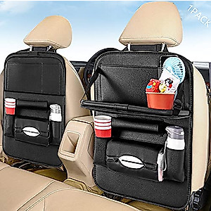 Can Backseat Car Organizer, Protector Kick Mats Table Tray Foldable Dining Table with Tablet Holder Travel Accessories Organizer 1 Pack
