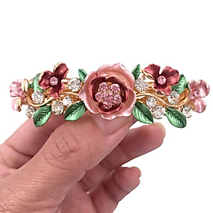 4 Colorful Vintage Decorative Flower Design Metal Gold Tone French Barrettes Hair Clasps Accessories Women Girls
