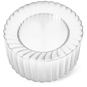 Oasis Creations Premium Hard Plastic Plate Set 100 x 6” Clear Round Plates - Washable & Reusable - Party Supplies For Birthdays, Celebrations, Buffets, Fiestas, Catering & More