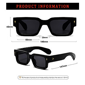 ZIMUSUN Square Thick Frame Sunglasses for Women Men Fashion Chunky Rectangle Sun Glasses Black Shades(A1 Black/Grey)