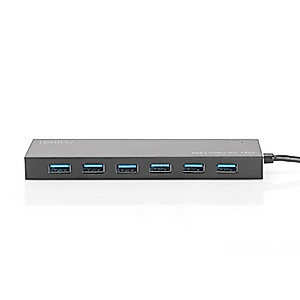 DIGITUS USB Hub, USB 3.0 Backwards Compatible Grey Black 7 Ports