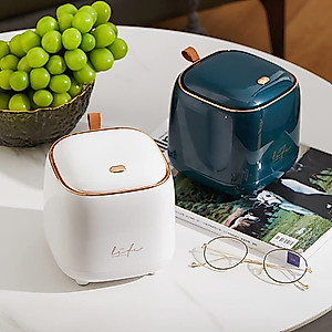 Thawella Mini Countertop Trash Can, 3L Capacity, Dark Green, Press Type, Removable Lid, Small Garbage Cans, Desktop Trash Can for Home, Office and Dressing Table