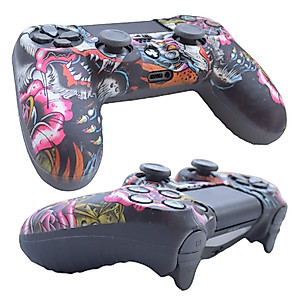 PS4 Controller Grip,Hikfly Skin Silicone Gel Controller Cover Case Protector Compatible for PS4/PS4 Slim/PS4 Pro Controller (1x Controller Cover with 8 x FPS Pro Thumb Grip Caps)(Grey Paw)