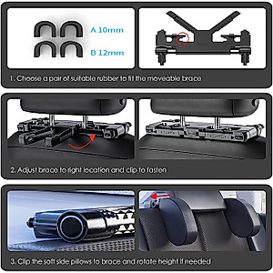 JOYBOOM Car headrest Pillow 2021 New Version,Upgraded with Hook,Road pal Detachable for Child in Long Trip,Head Neck Support Adjustable,Memory Foam U Shape Sleep Travel Protection, Leather Black