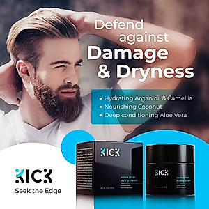 Kick Men’s Shampoo + Conditioner + Hair Styling Cream - Men’s Basics Bundle Itchy Scalp Styling for Dandruff & Thinning Hair - High Performance Anti-Dandruff, Anti-Hair Loss System for Men