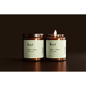 Kuyi Essentials Hand-Poured Premium Scented Aromatherapy Soy Candles for Home, Gifts for Women, 9oz Jar, 70 Hour + Burn Time (Sage & Citrus)