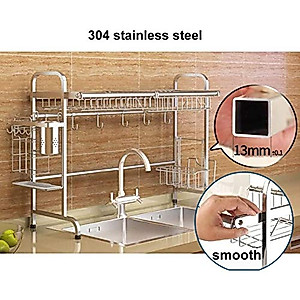TIST Cutlery Rack 304 Stainless Steel Storage Rack Drain Rack Kitchen Shelf 1 Layer Dish Drying Rack (Size: 69CM)