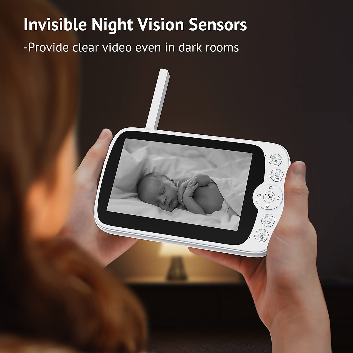 LaView 5" Color LCD Screen Baby Monitor with Mount,1080p HD Baby Monitor with Camera and Audio, Pan-Tilt Baby Camera Monitor,Infrared Night Vision,Two-Way Talk,Lullabies and Room Temperature