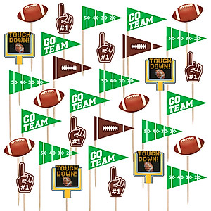 Gatherfun 96pcs Football Themed Toothpicks, Cupcake Toppers, Cocktail Picks for Birthday Party, Game Day, Tailgate Decorations