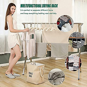 NIUTA 59 inches Drying Rack Clothing, Stainless Steel Clothes Drying Rack Intdoor, Collapsible Drying Rack, X150